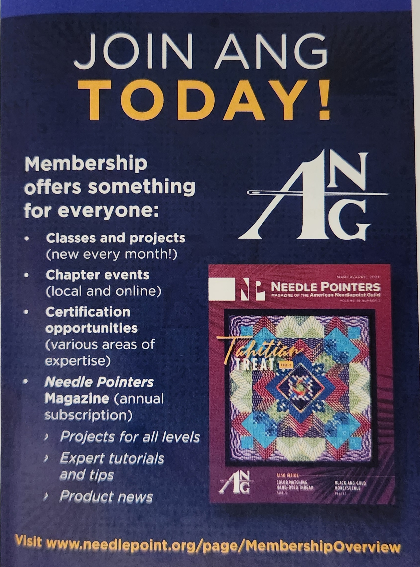 Join ANG TODAY! Advertisement in EGA’s Needle Arts | Melitastitches4fun ...